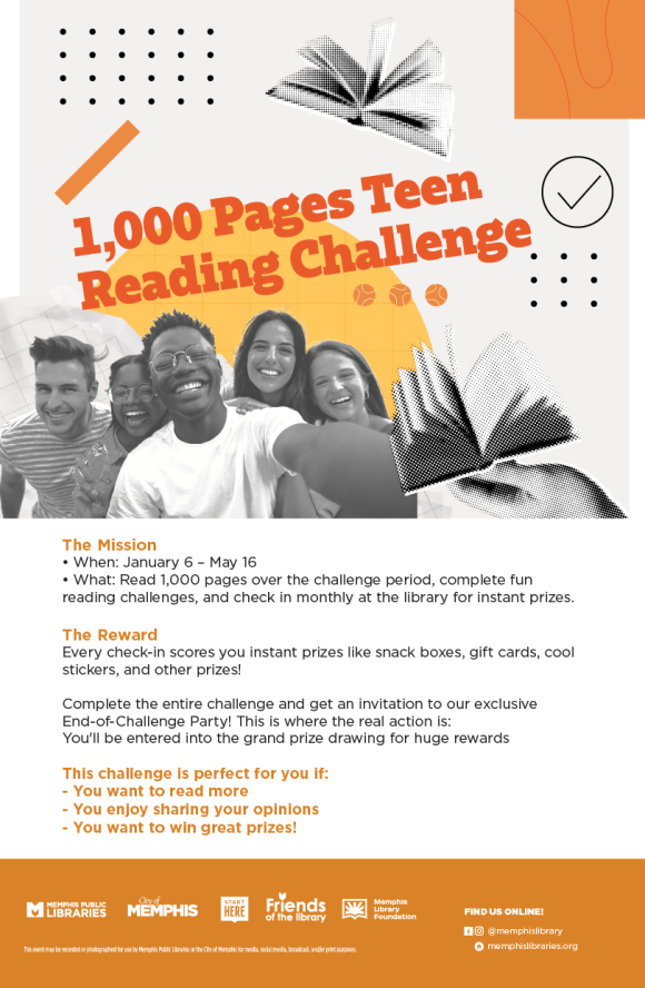 1,000 Pages Teen Reading Challenge - Memphis Public Libraries